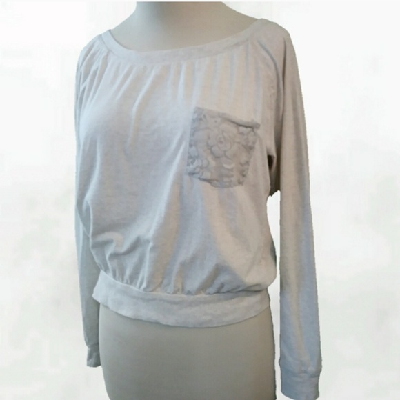 Rewind | Tops | Soft Cotton Long Sleeve Top With Lace Pocket | Poshmark